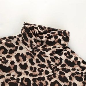 Tops | Leopard Print Long Sleeve Turtleneck Jumpsuit | Poshmark